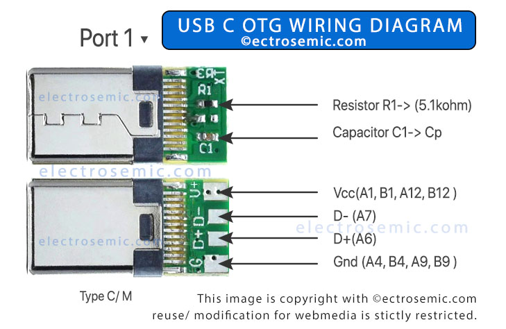 USB C OTG Wiring Diagram For Cable, Schematic, DIY & Manufacturing